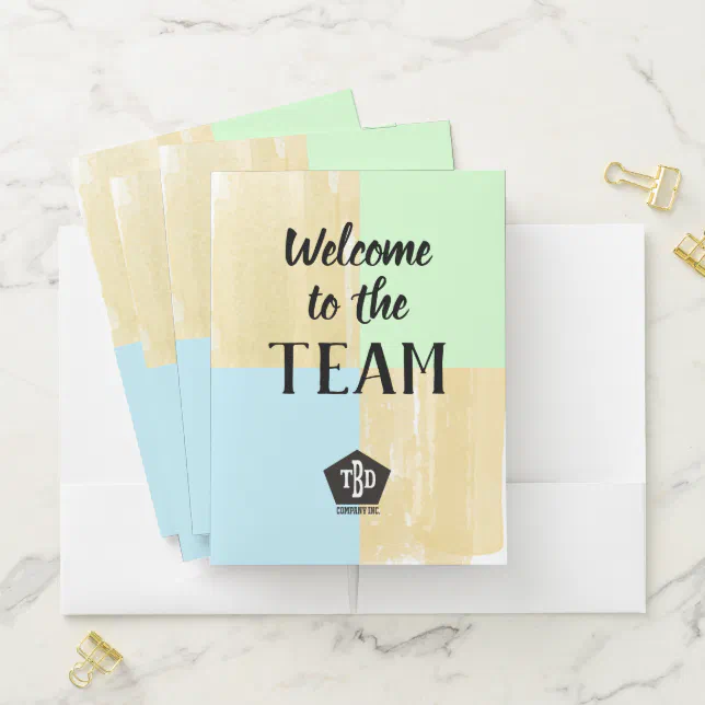Color block new employee onboarding welcome folder | Zazzle