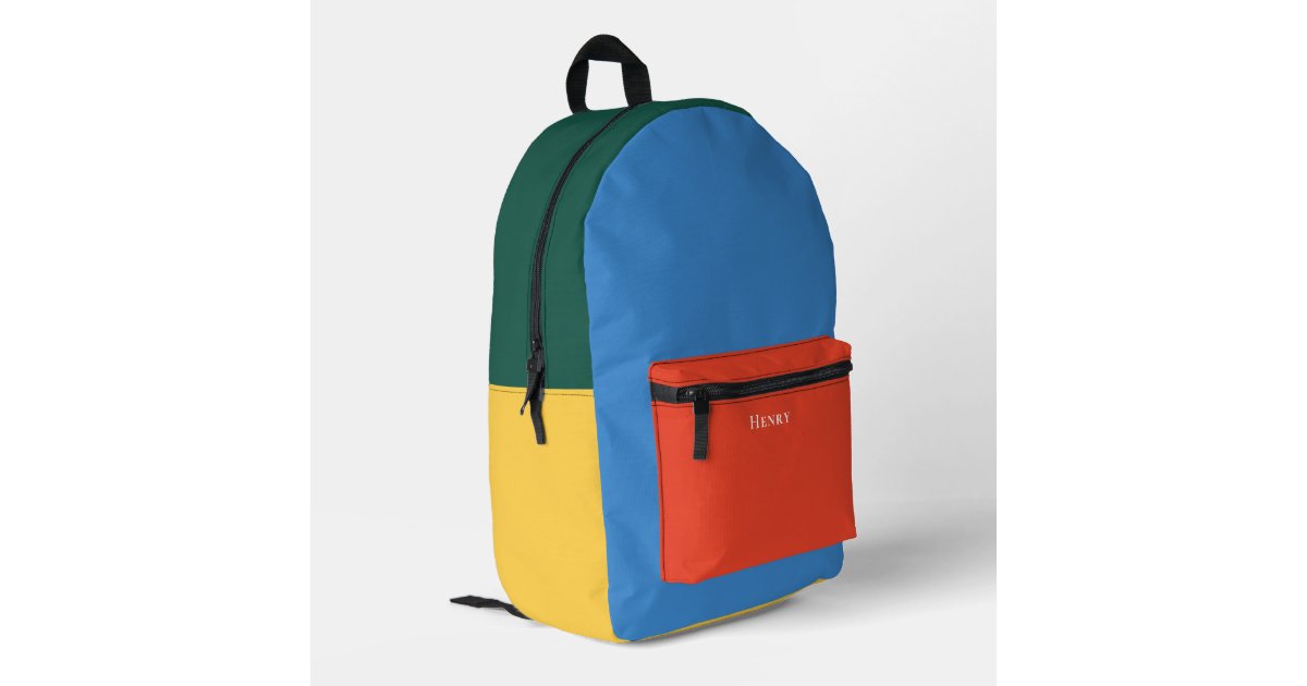 Color Block Personalized with Name Printed Backpack | Zazzle