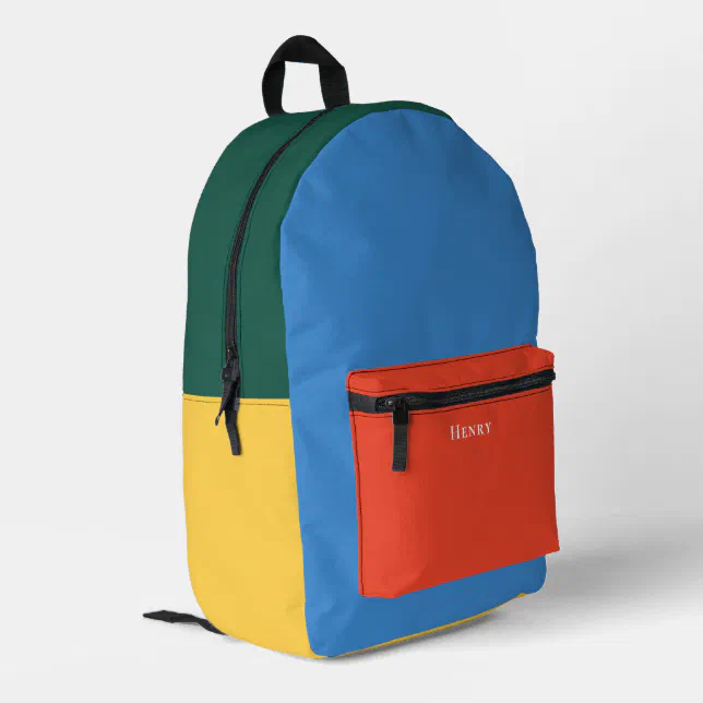 Color Block Personalized with Name Printed Backpack | Zazzle