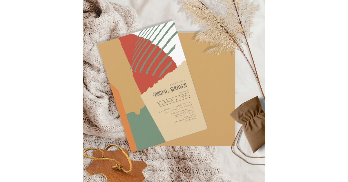 Color Block Wedding Bridal Shower Autumn ID740 Invitation | Zazzle