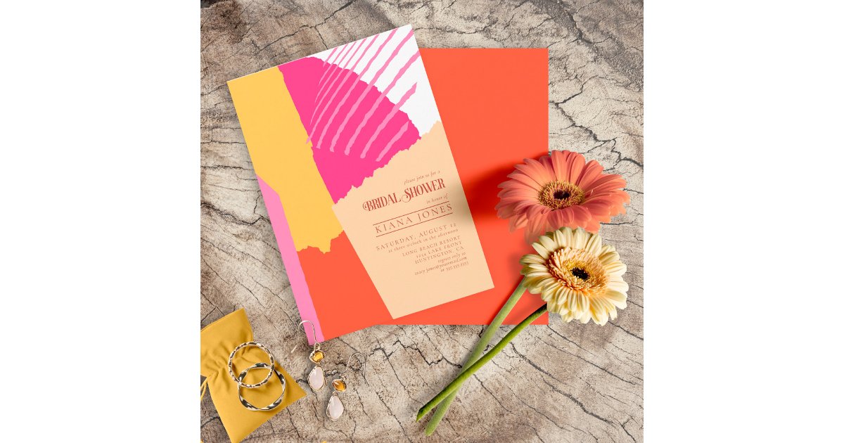 Color Block Wedding Bridal Shower Summer ID740 Invitation | Zazzle
