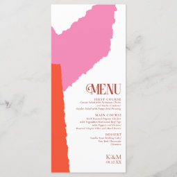 Color Block Wedding Menu Summer ID740 | Zazzle