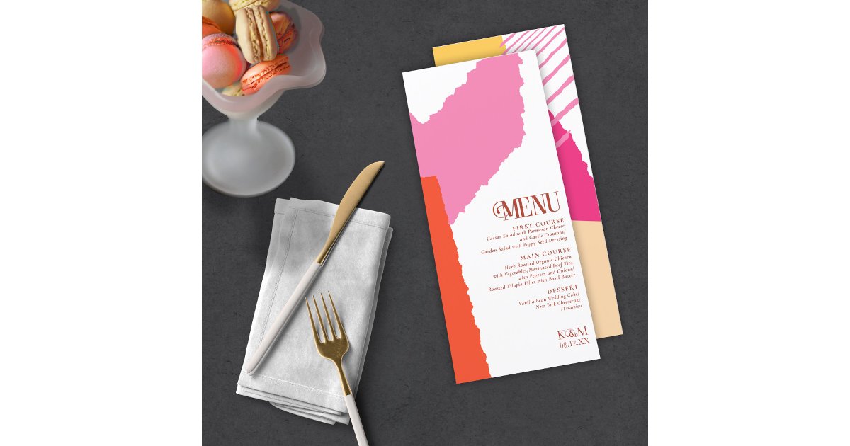 Color Block Wedding Menu Summer ID740 | Zazzle