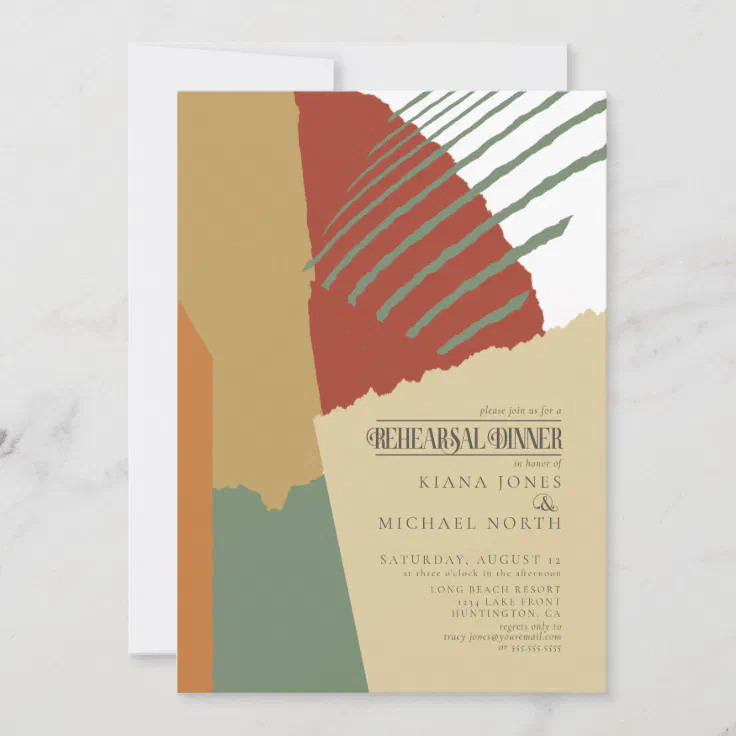 Color Block Wedding Rehearsal Dinner Autumn ID740 Invitation | Zazzle