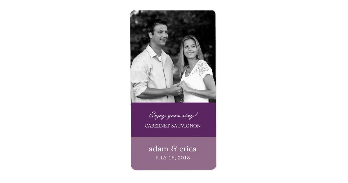 Color Blocks Wedding Wine Labels (Purple) | Zazzle