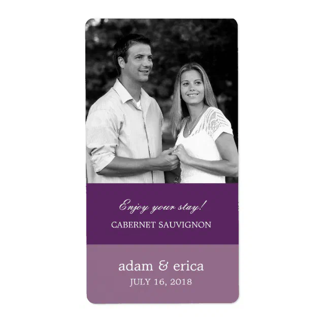 Color Blocks Wedding Wine Labels (Purple) | Zazzle