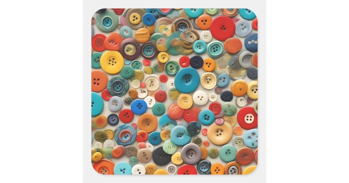 Color buttons for sewing. square sticker | Zazzle