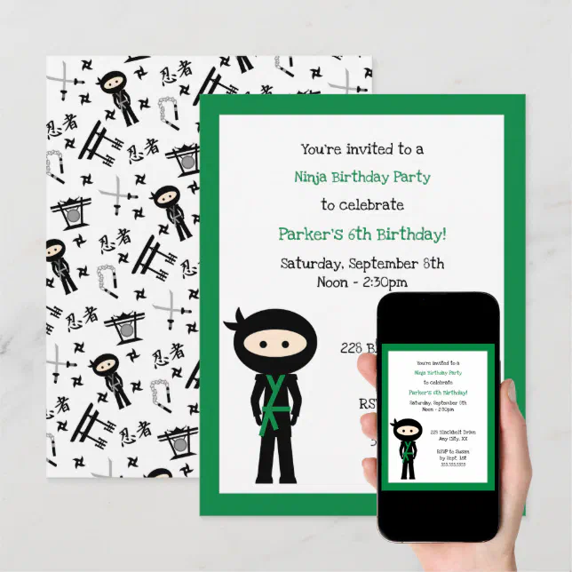 Color Change Ninja Birthday party invite | Zazzle