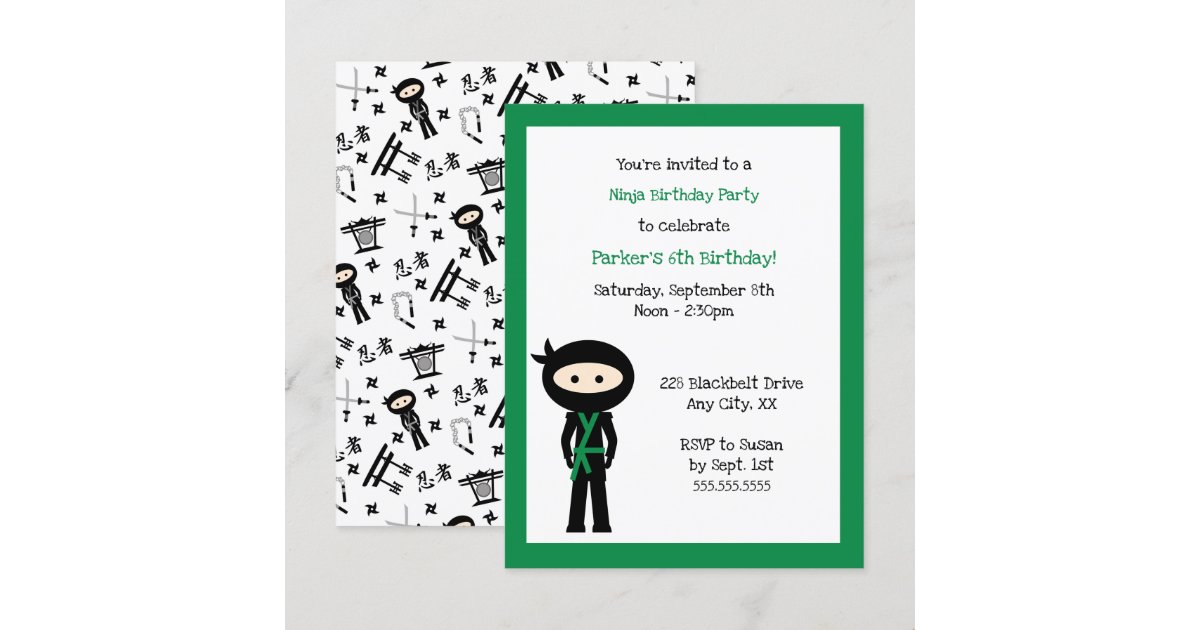 Color Change Ninja Birthday party invite | Zazzle