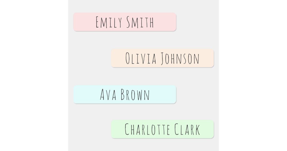 Color Coded Aesthetic Kids Waterproof Name Labels | Zazzle