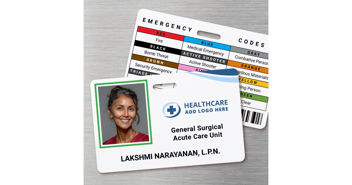 Color Coded Frame Hospital Employee Photo ID Badge | Zazzle