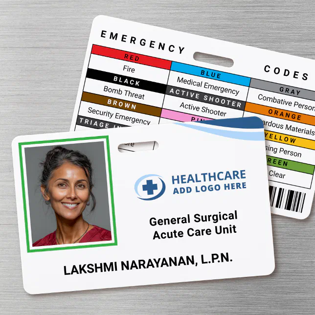 Color Coded Frame Hospital Employee Photo ID Badge | Zazzle