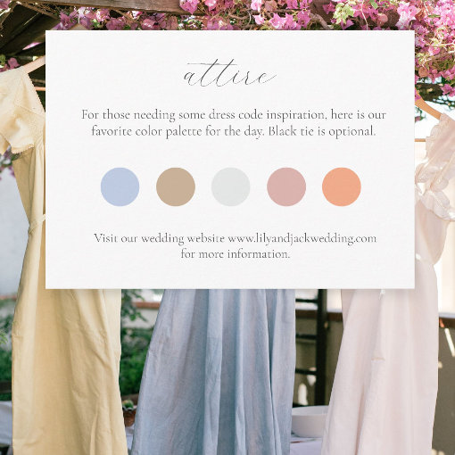 Color Dot Wedding Attire Dress Code Enclosure Card | Zazzle