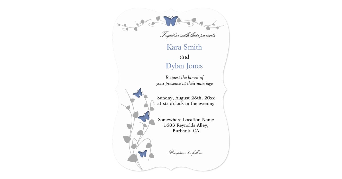 Color Editable Butterfly Wedding Invitation | Zazzle.com