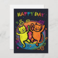 Color Explosion Cat Celebration Card | Zazzle