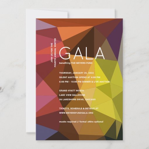 Color Geometric Modern Gala Invitation | Zazzle
