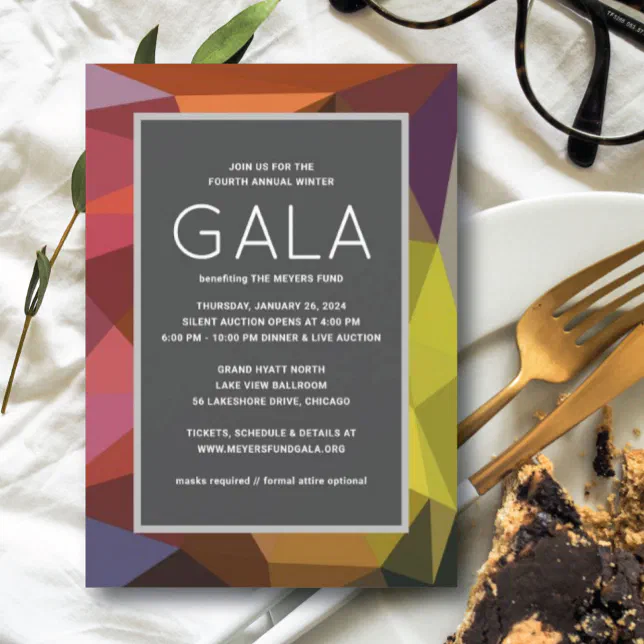 Color Geometric Modern Gala Invitation | Zazzle
