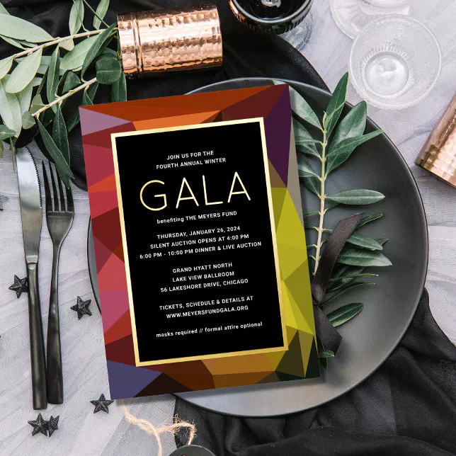 Color Geometric Modern Gala Invitation Foil Invitation | Zazzle