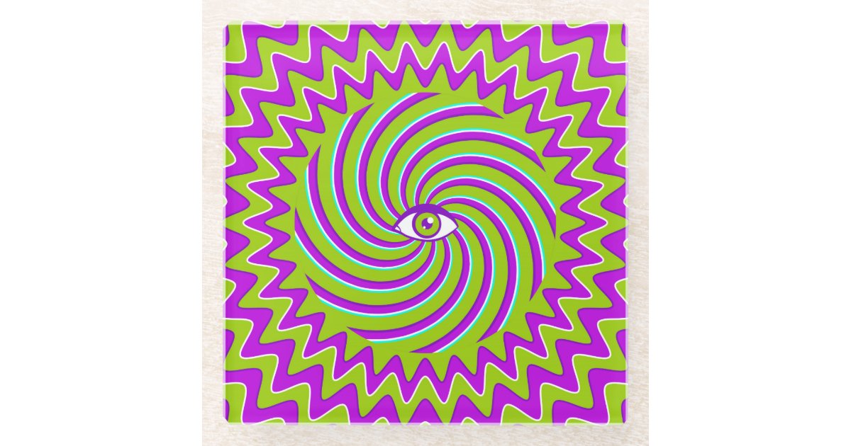 Color hypnotic retro poster with eye glass coaster | Zazzle