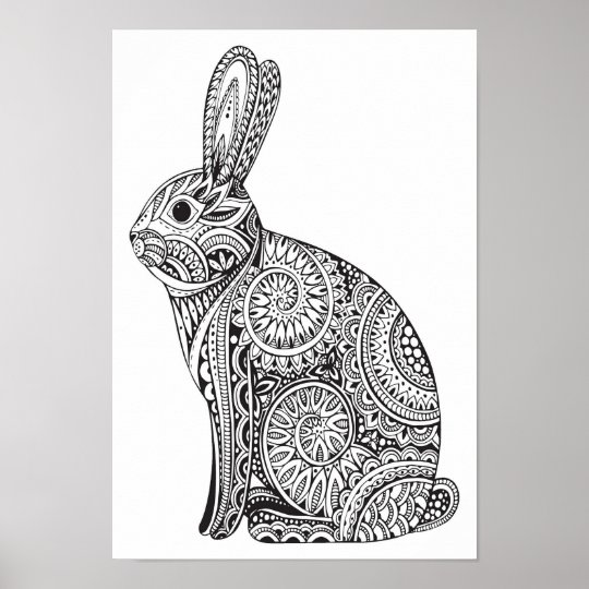 Color It Poster Rabbit Pattern | Zazzle.com