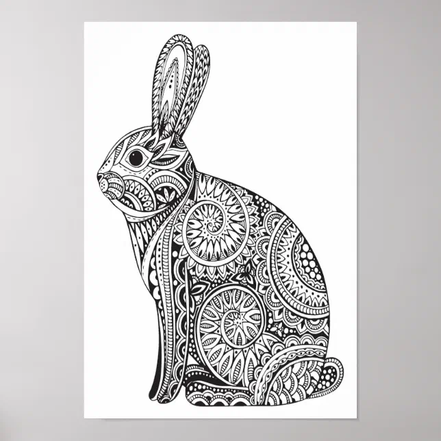 Color It Poster Rabbit Pattern | Zazzle