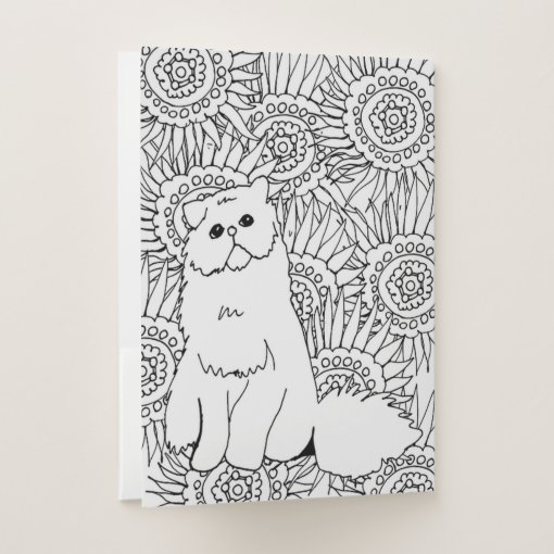 Color it Yourself Cats and Flowers Pocket Folder | Zazzle