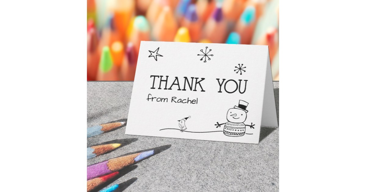 Color It Yourself Snowman Thank You Postcard | Zazzle