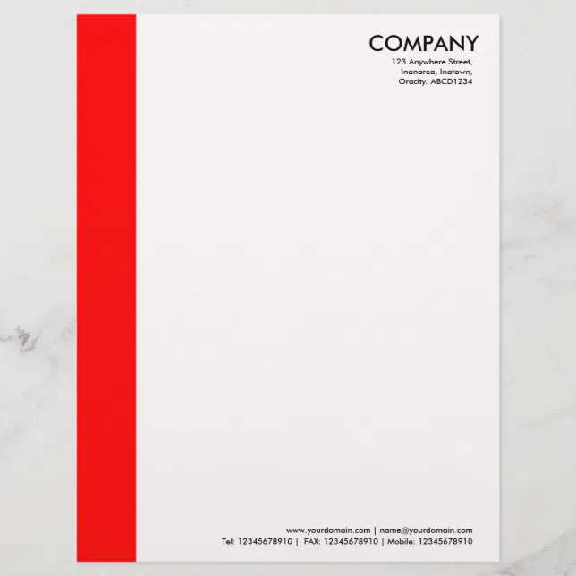 Color Margin - Red Letterhead | Zazzle