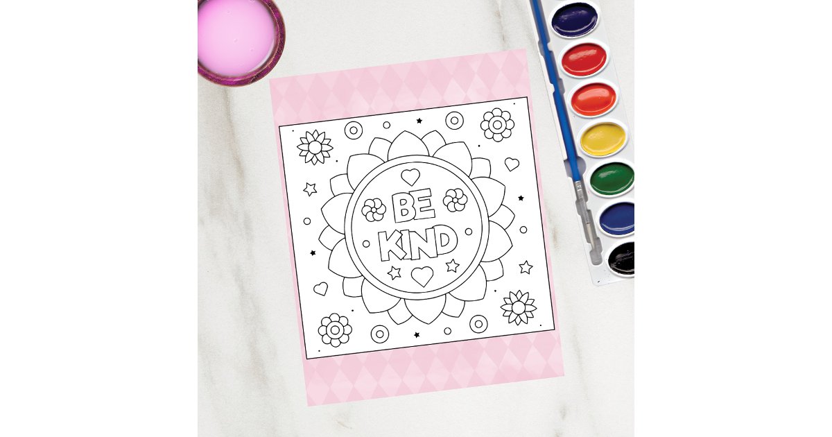 Color Me Be Kind Flower Inspire Activity Cards | Zazzle