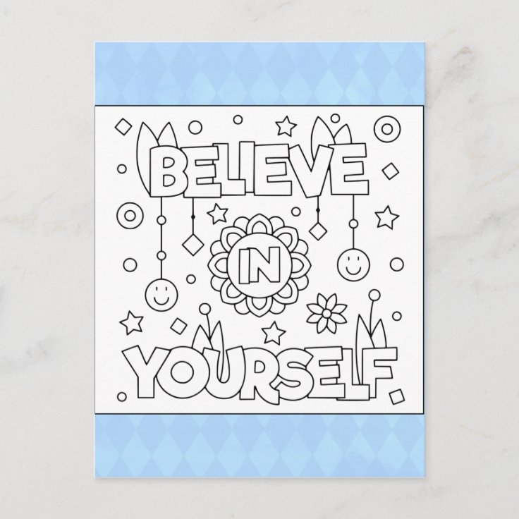 Color Me Believe In Yourself | Activity Cards | Zazzle