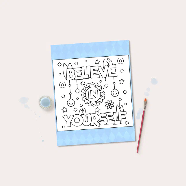 Color Me Believe In Yourself | Activity Cards | Zazzle