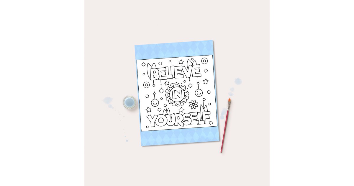 Color Me Believe In Yourself | Activity Cards | Zazzle