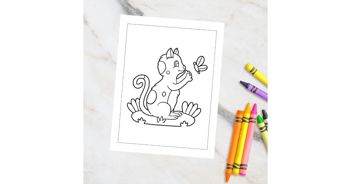 Color Me Cat & Butterfly | Kids Activity Cards | Zazzle