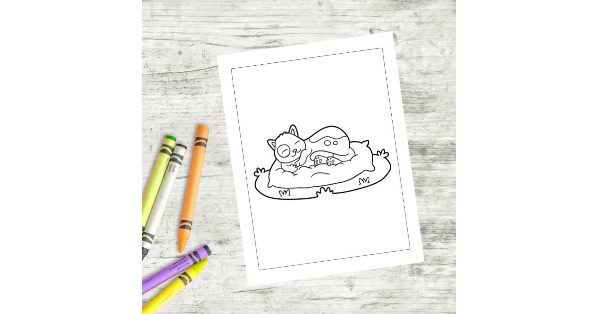 Color Me Cat Sleeping | Kids Activity Cards | Zazzle