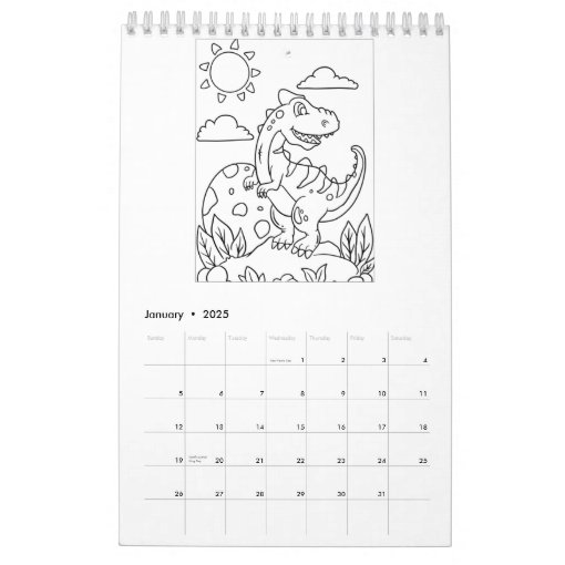 Color Me Dinosaurs | Kids Coloring Book Calendar | Zazzle