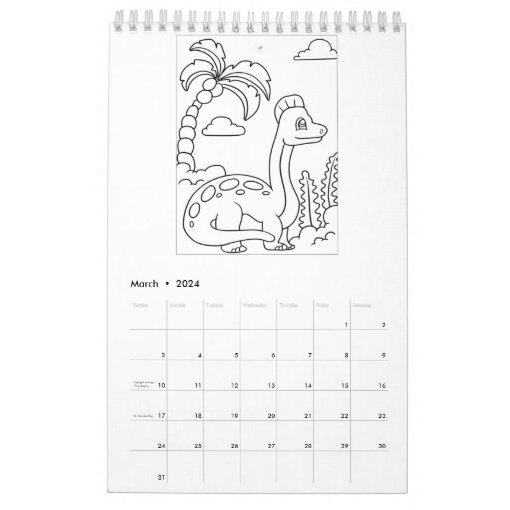 Color Me Dinosaurs | Kids Coloring Book Calendar | Zazzle