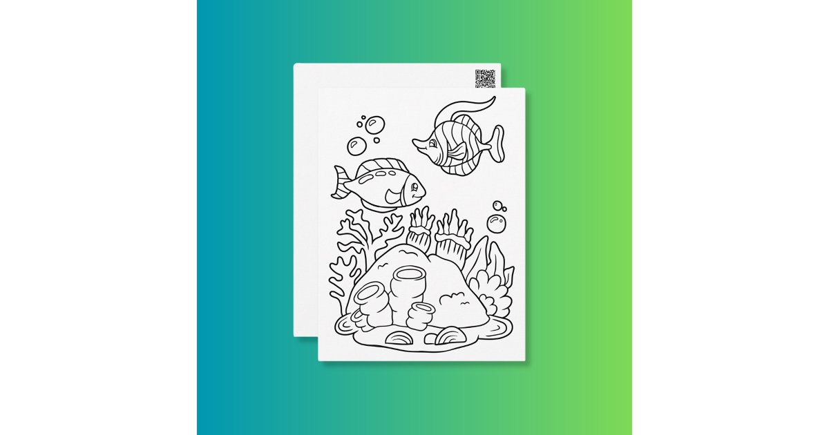 Color Me Fish Duo | Kids Activity Cards | Zazzle