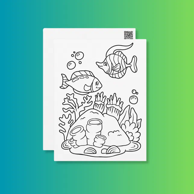 Color Me Fish Duo | Kids Activity Cards | Zazzle