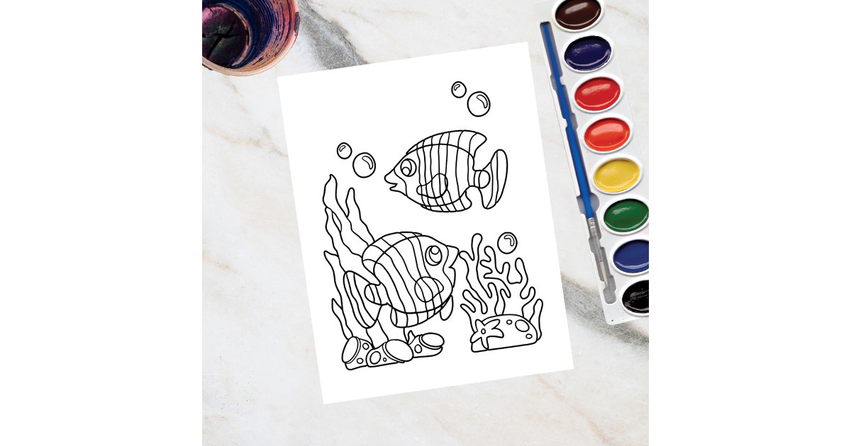 Color Me Striped Fish | Kids Activity Cards | Zazzle