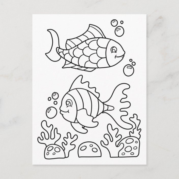 Color Me Two Fish | Kids Activity Cards | Zazzle.com