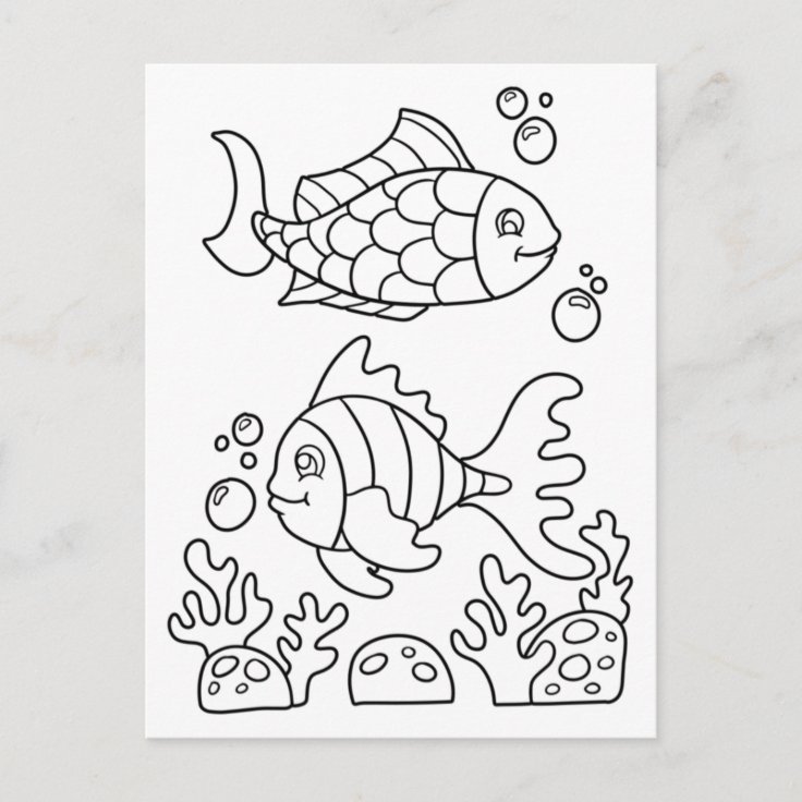 Color Me Two Fish | Kids Activity Cards | Zazzle