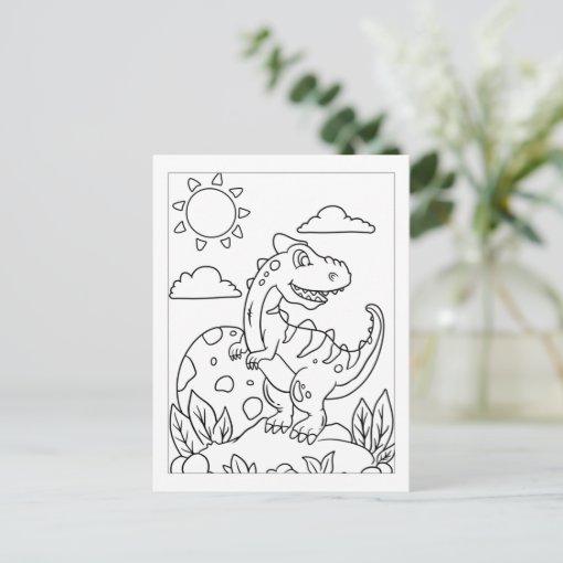 Color Me Tyrannosaurus Dinosaur | Activity Cards | Zazzle