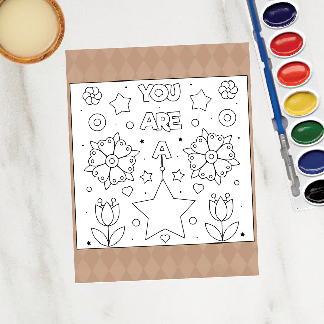 Color Me You Are a Star | Inspire Activity Cards | Zazzle