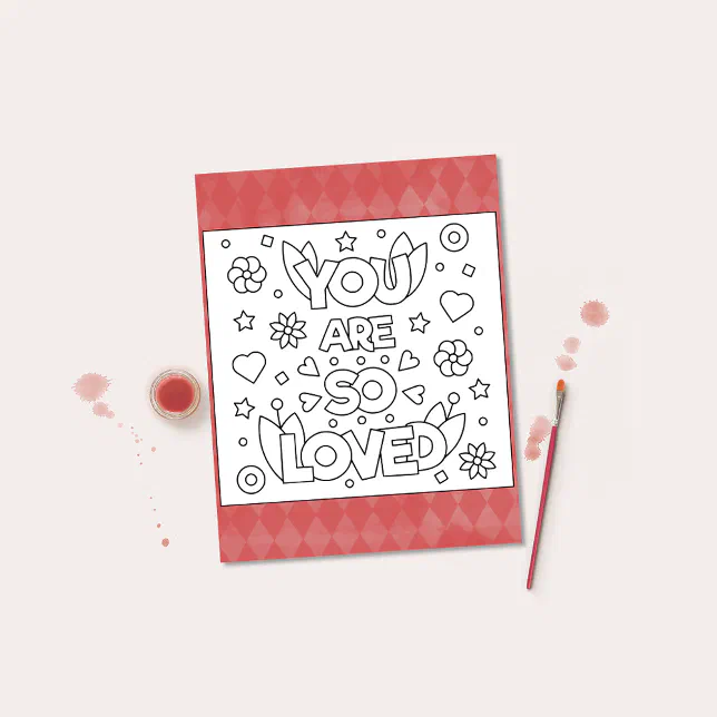 Color Me You Are So Loved Inspire Activity Cards | Zazzle