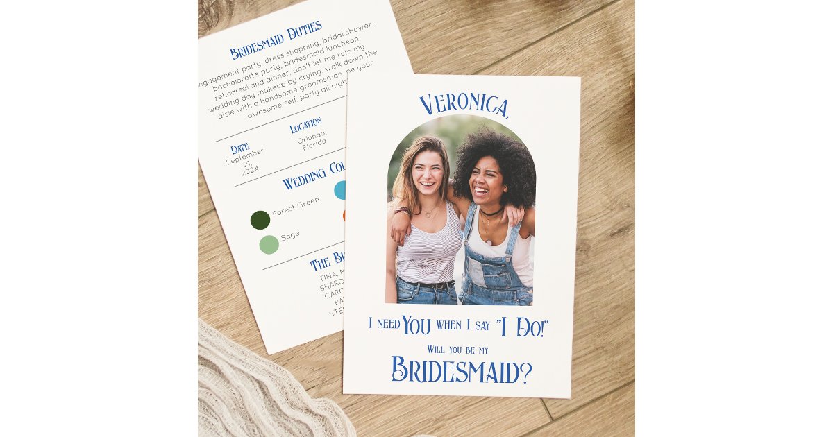 Color Palette Arch Bridesmaid Proposal Card | Zazzle