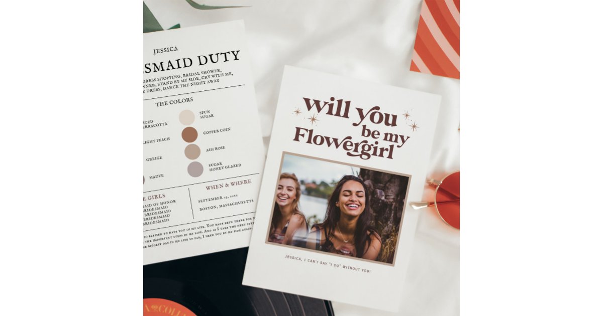 Color Palette Be my Flower Girl Proposal Announcement | Zazzle