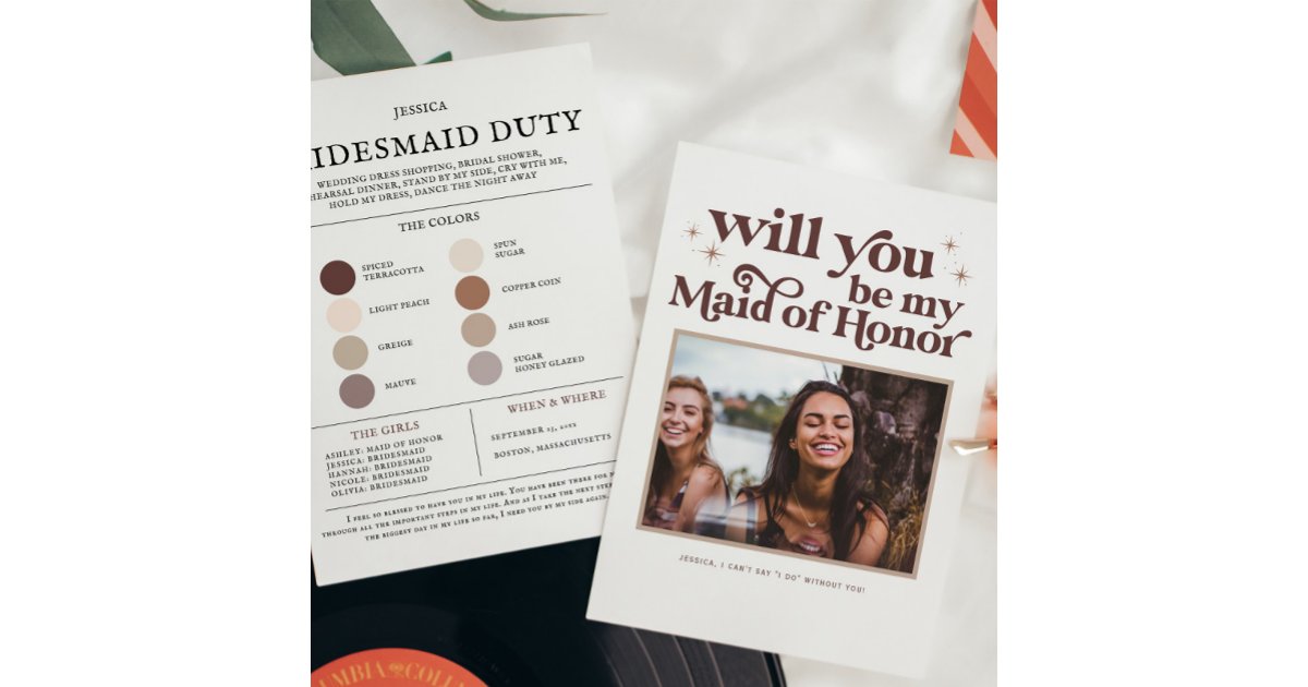 Color Palette Be my Maid of Honor Proposal Announcement | Zazzle