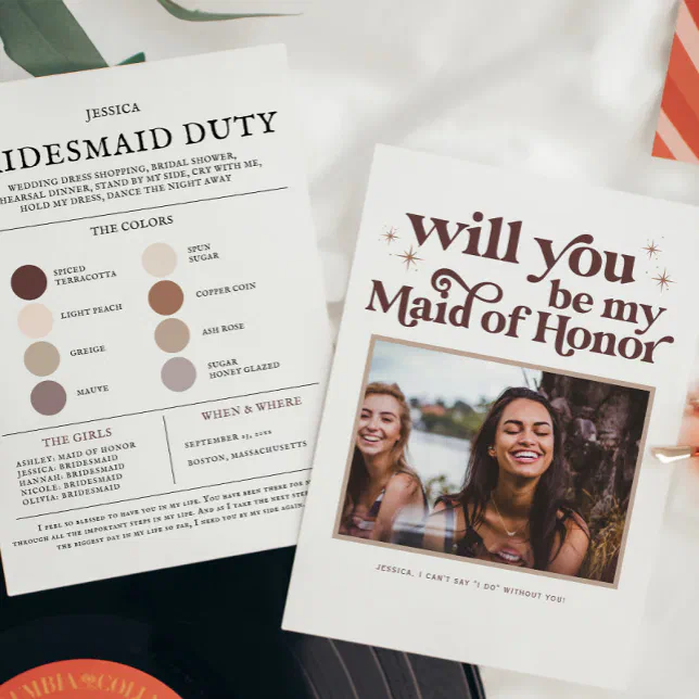 Color Palette Be my Maid of Honor Proposal Announcement | Zazzle