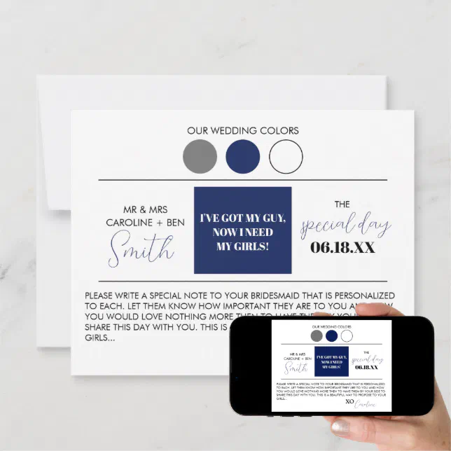 Color Palette Bridesmaid Proposal Card | Zazzle