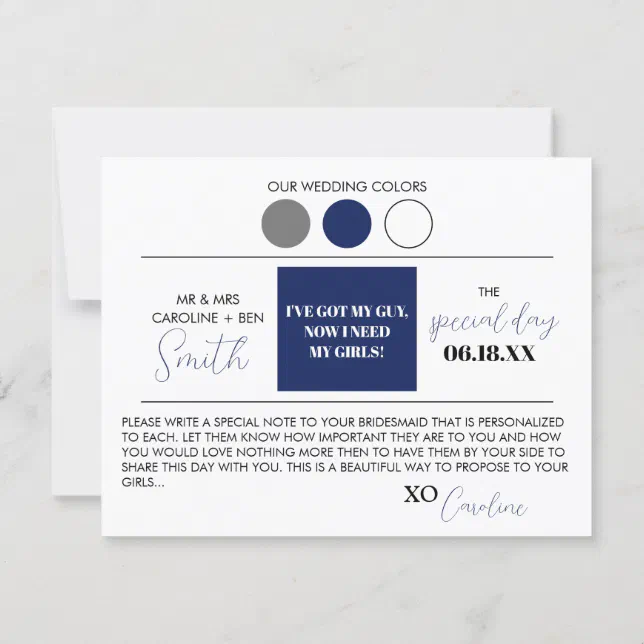 Color Palette Bridesmaid Proposal Card | Zazzle